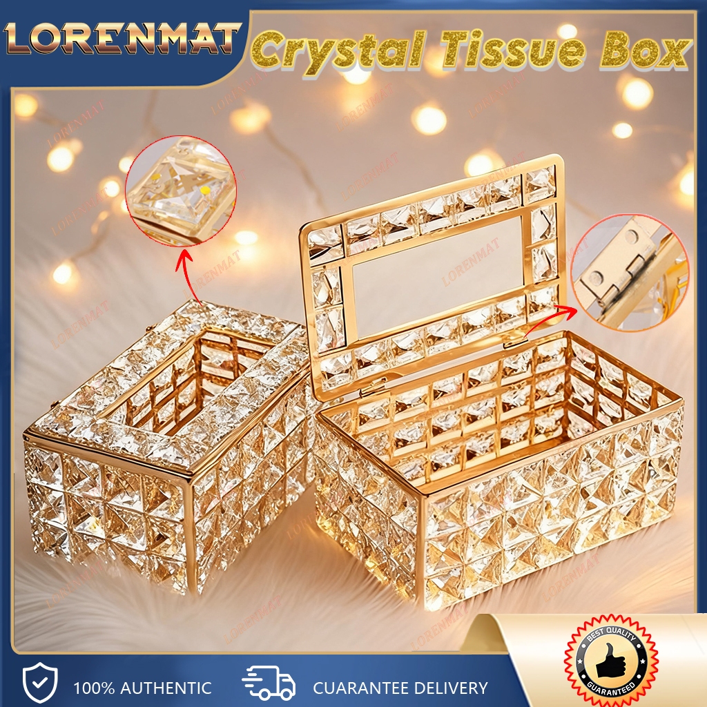 Europe Style Crystal Tissue Box Aesthetic Luxury Paper Towel Organizer ...