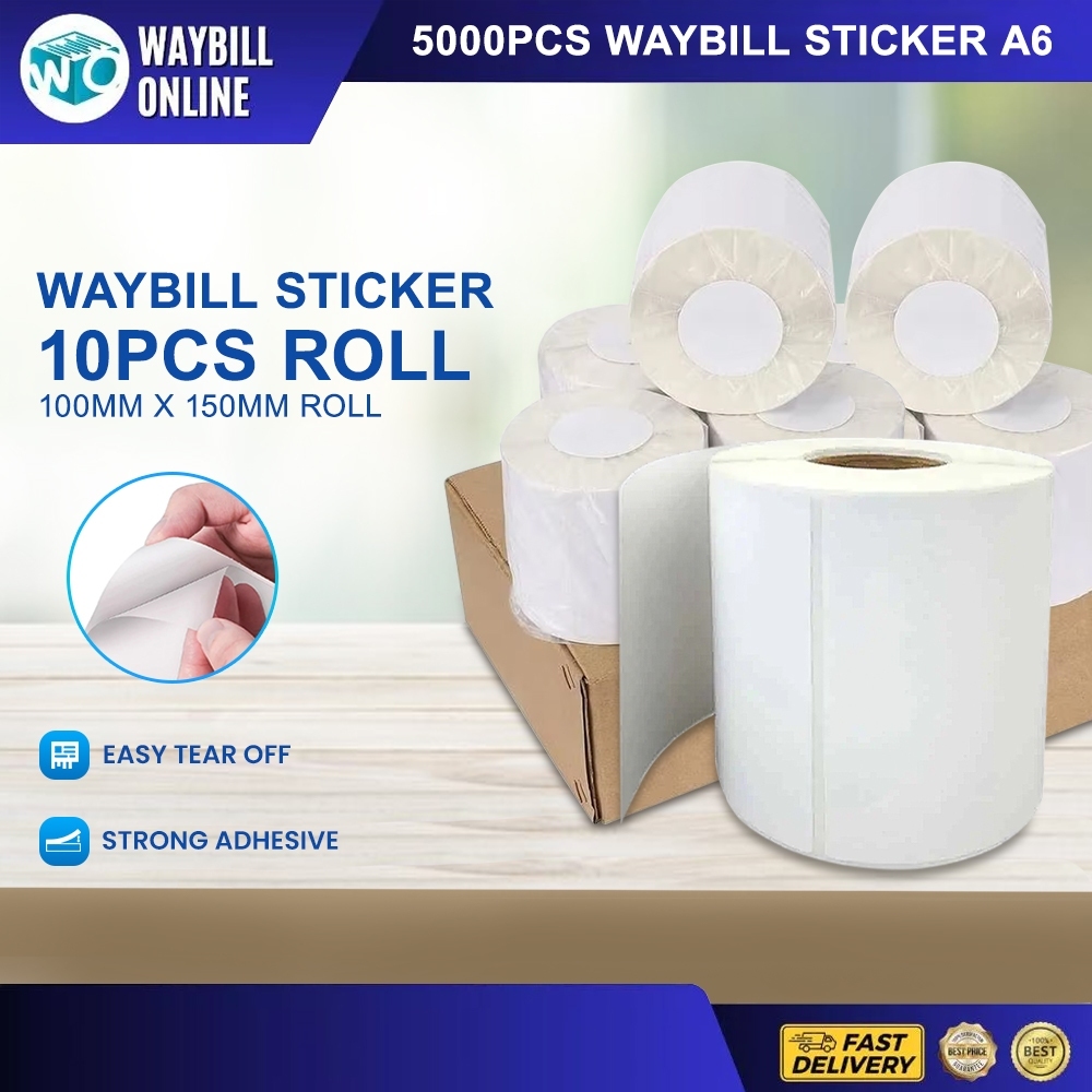 5000PCS Waybill Sticker A6 ROLL FOLD ECO (10PACKS 500PCS/PACK) Thermal ...