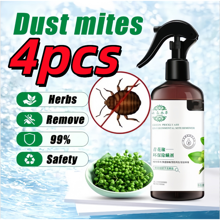 4Pcs Mite Spray 300ML Bed Bug Killer Dust Mite Remove Spray Natural ...