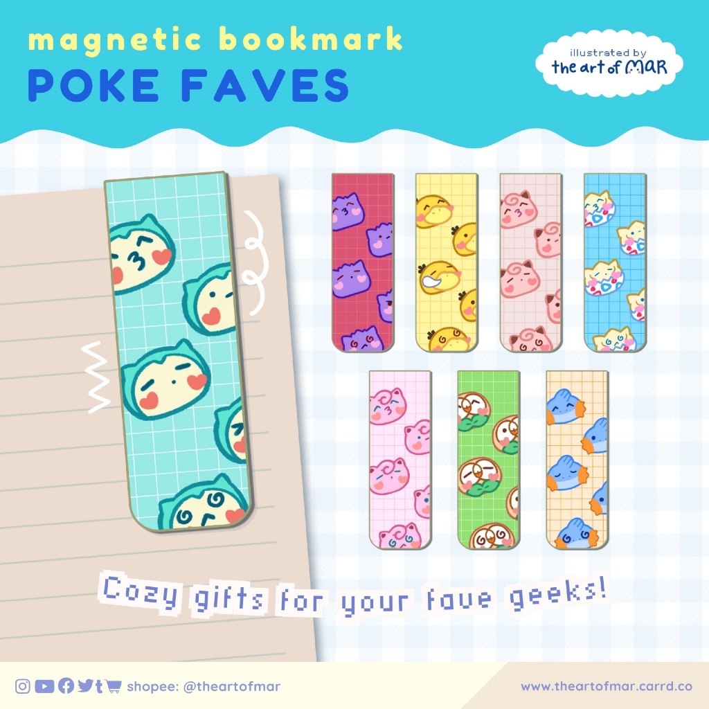 Pokemon Magnetic Bookmark - Snorlax, Gengar, Psyduck, Rowlet ...