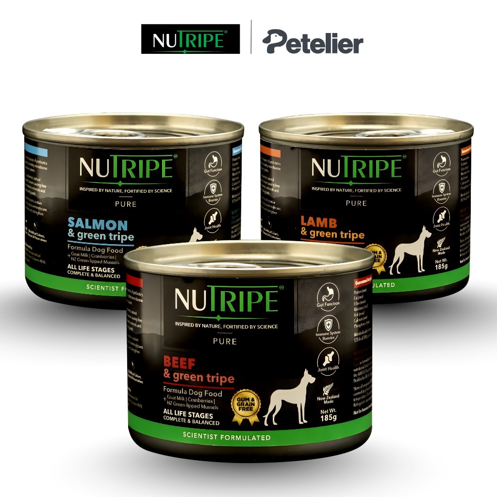 Nutripe Grainfree Wet Dog Food Can 185g /Beef/Lamb/Salmon and Green ...