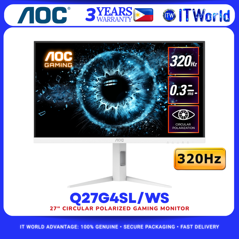 AOC Q27G4SL/WS 27" 2560 × 1440 WQHD 320Hz Fast IPS Gaming Monitor ...