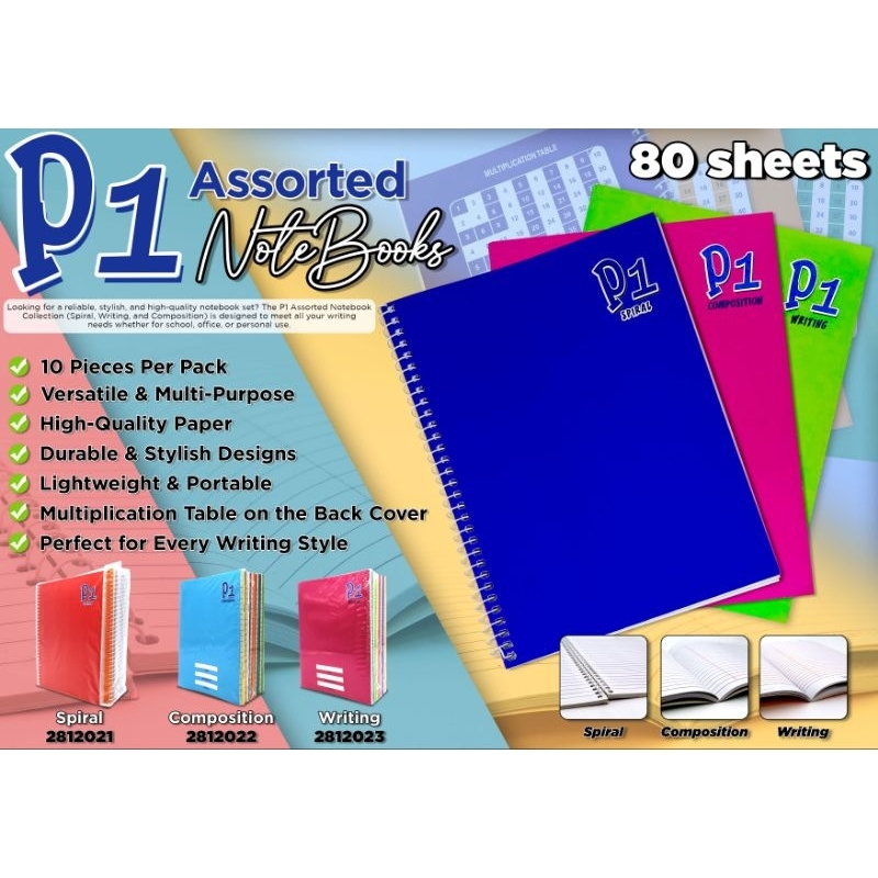 [10 PCS] P1 ASSORTED COLOR NOTEBOOKS 80 SHEETS student paper | Shopee ...
