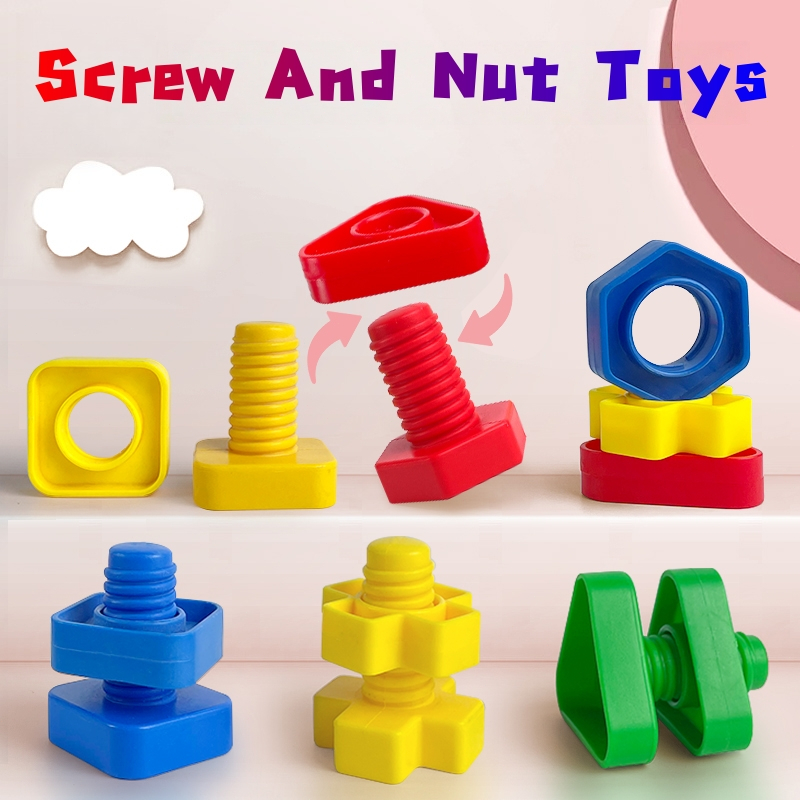 8pcs/16pcs Children Screw Building Blocks Toys Plastic Insert Blocks ...