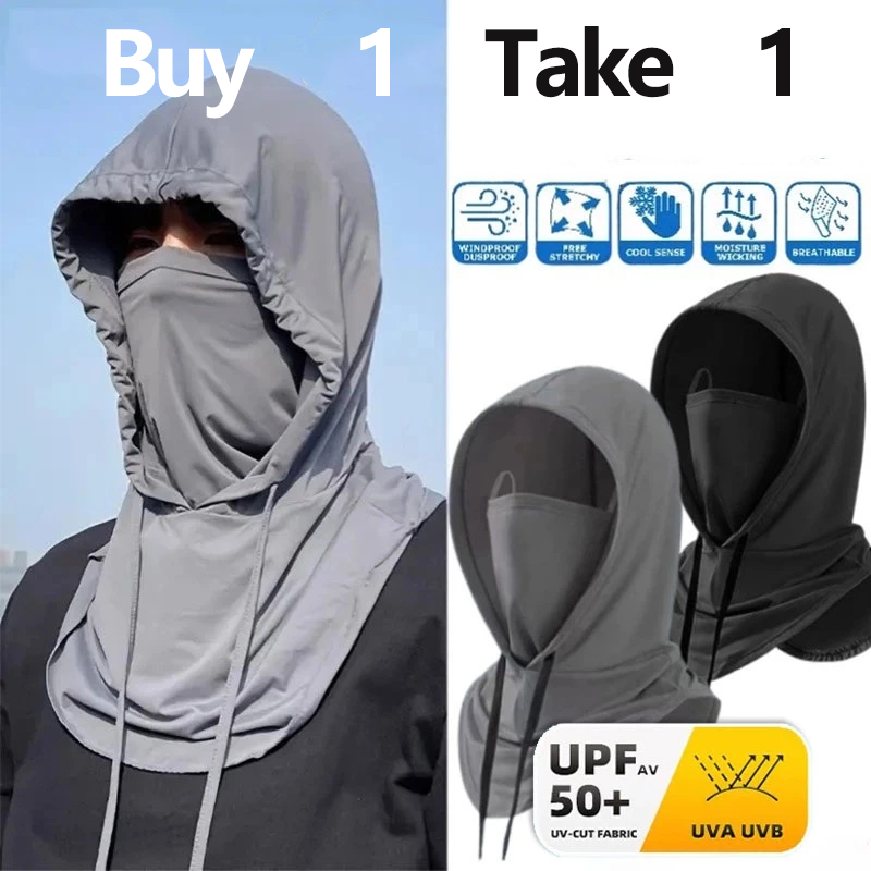 BUY1GET1 UV Protection Balaclava Ice Silk Face Mask Neck Cover ...
