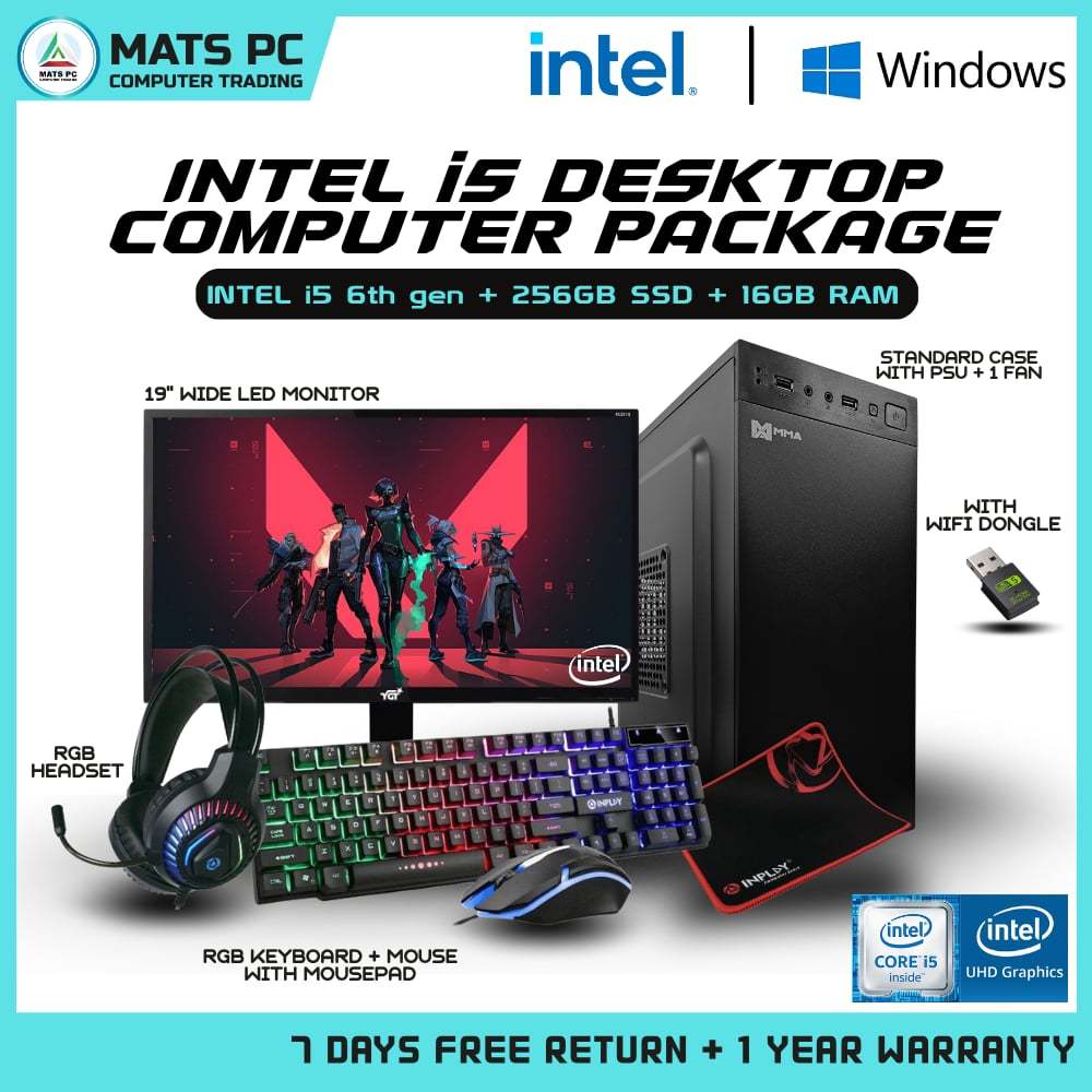 Desktop Computer Set i5 / i7 6th gen | 16GB RAM | 256GB SSD | 19 ...