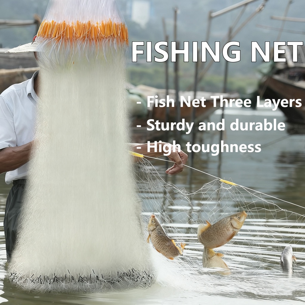 Fishing Net 1/3 Layers Reinforced Quick Sinking lambat fishing net 100 ...