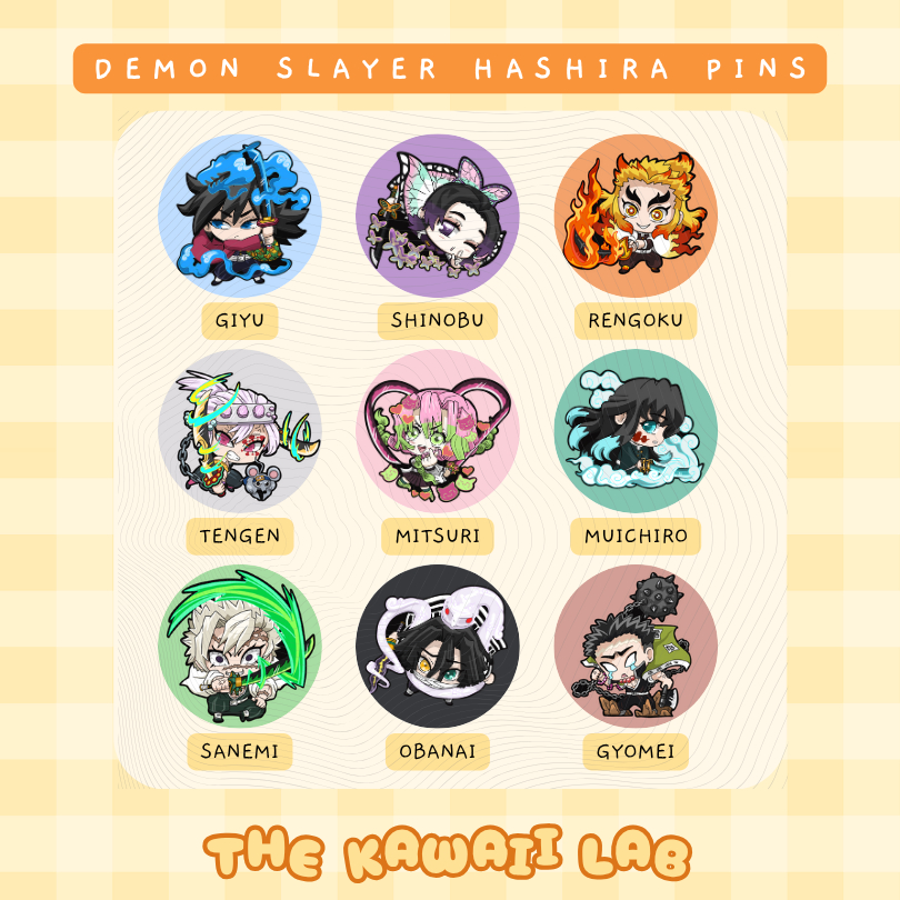 Demon Slayer Hashira Anime Glitter Button Pin 1.25in (32mm) by The ...