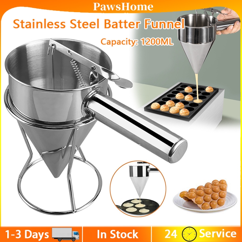 1200ml Stainless Steel Batter Funnel With Bracket Pancake Dispenser ...