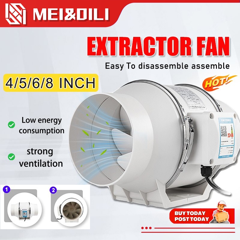 4/5/6/8-inch High Suction Power Inline Duct Booster Fan Extraction fan ...
