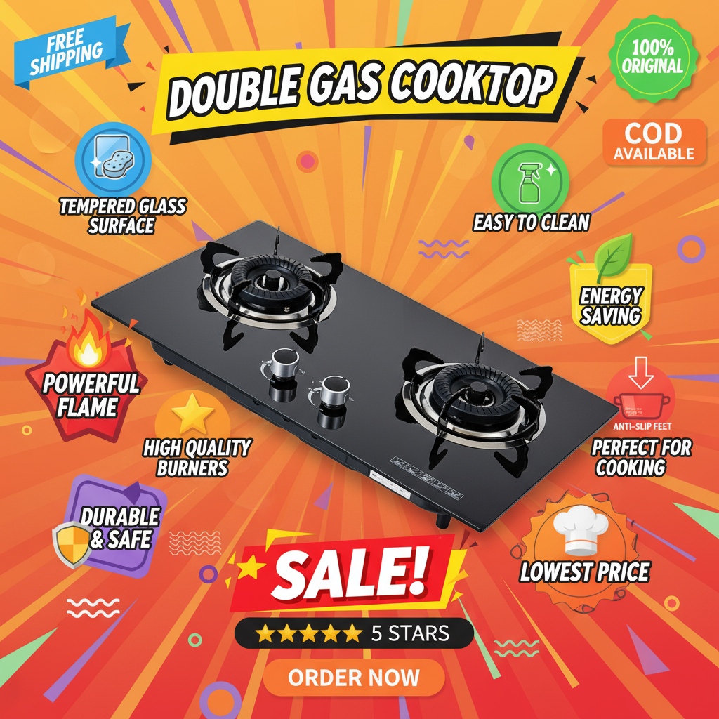 5.2KW Tempered glass Built-in Double Burner Gas Stove丨Stainless Steel ...