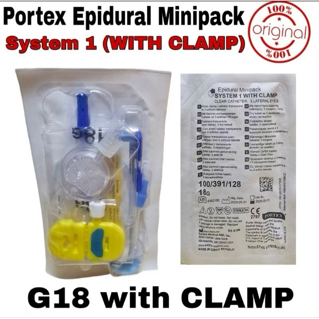 PORTEX Epidural Minipack System 1 with Clamp Clear catheter, 3 lateral ...