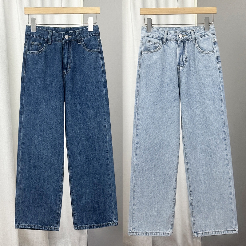 S~5XL Straight jeans Navy Blue Denim Korean style trendy dark blue ...