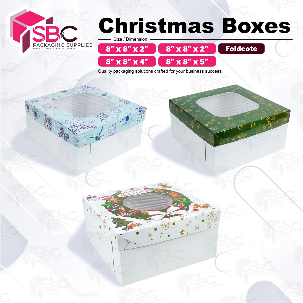 Printed Christmas Boxes 8x8x2 / 8x8x3 / 8x8x4 / 8x8x5 | Shopee Philippines