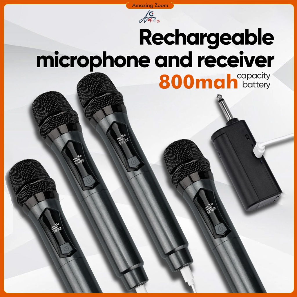 Wireless Condenser Microphone 2 Channels UHF Professional Handheld Mic ...
