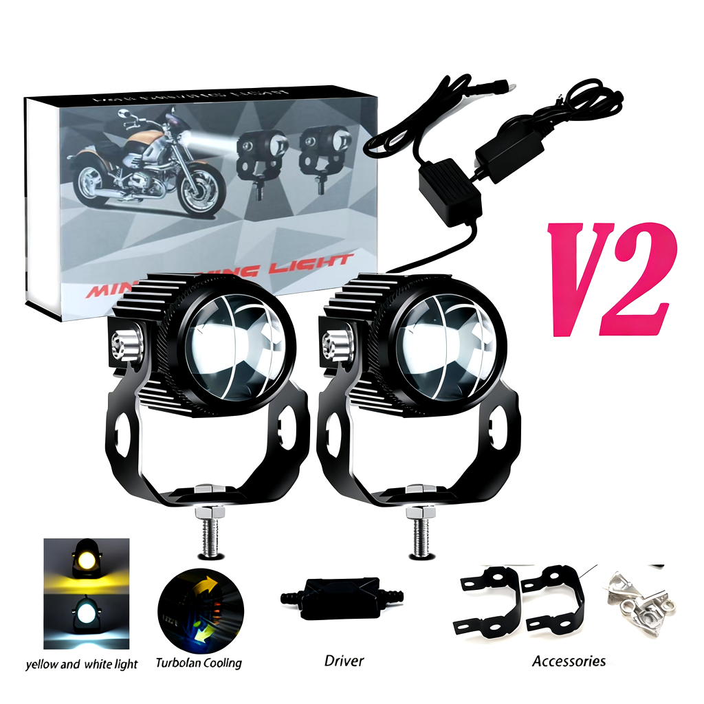 Motorcycle Mini Driving Light Kit - 4-Wire Dual Mode LED Lights in ...
