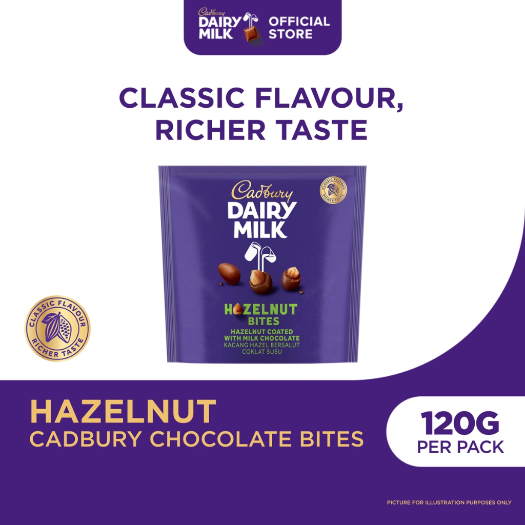 Cadbury Dairy Milk Hazelnut 120g, Milk Chocolate with Hazelnuts ...