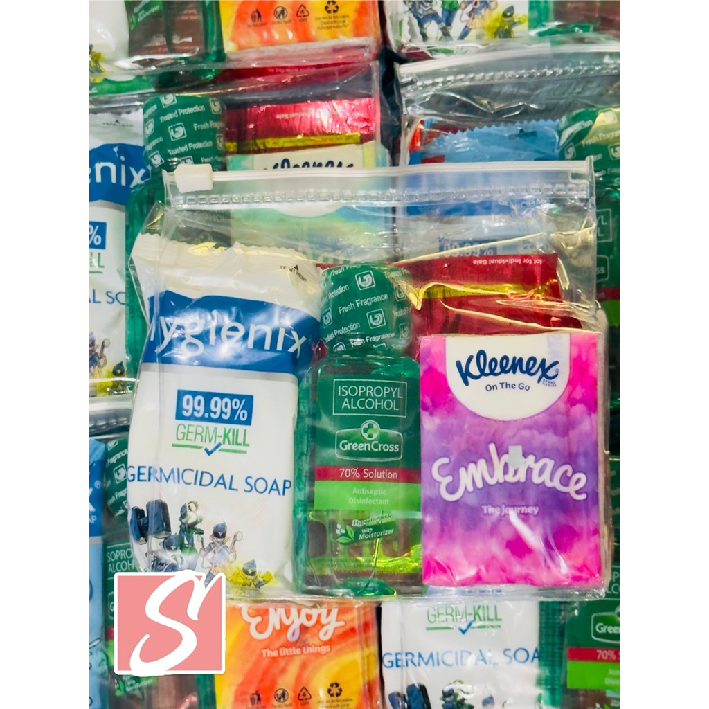 Hygiene kit 7in1 with tissue soap alcohol wipes pouch | Shopee Philippines