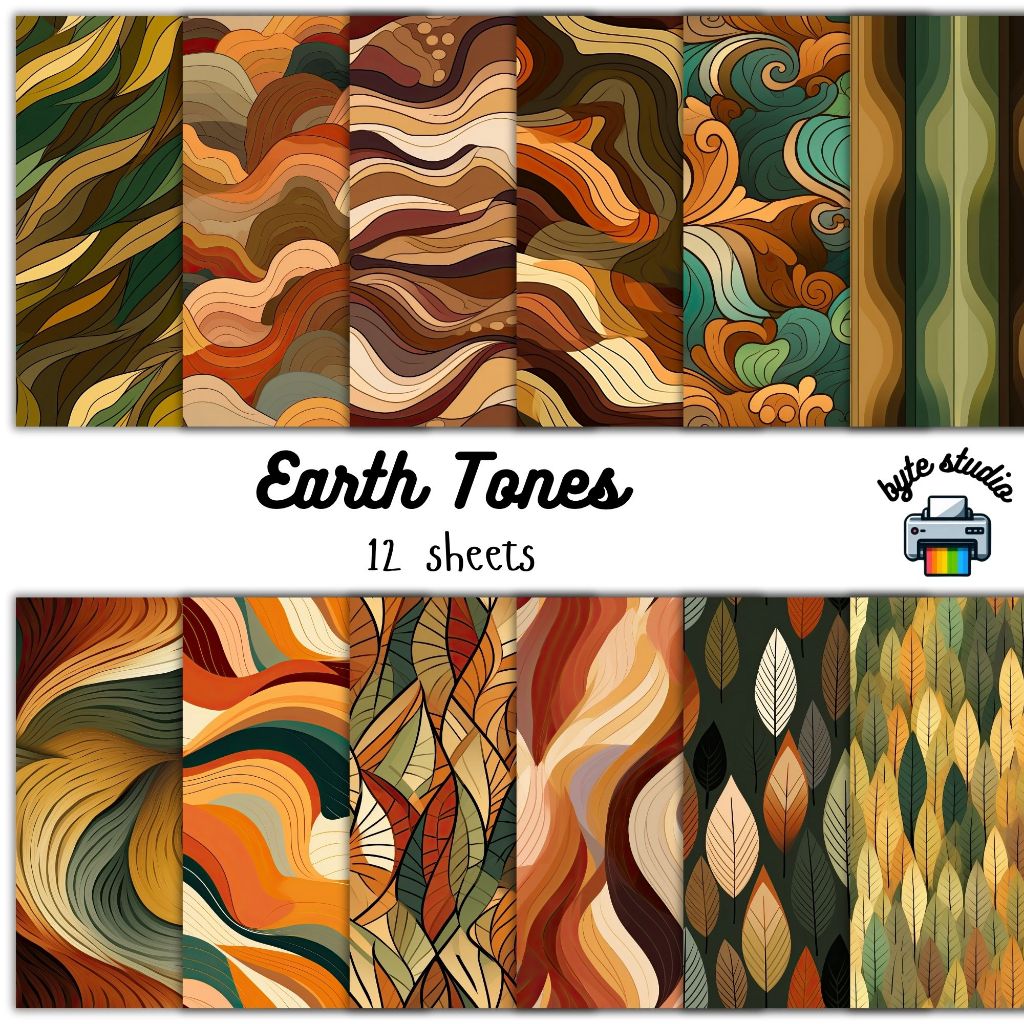 12 Sheets Earth Tones by byte studio | Premium Craft Paper Junk Journal DIY Stationery | Shopee ...