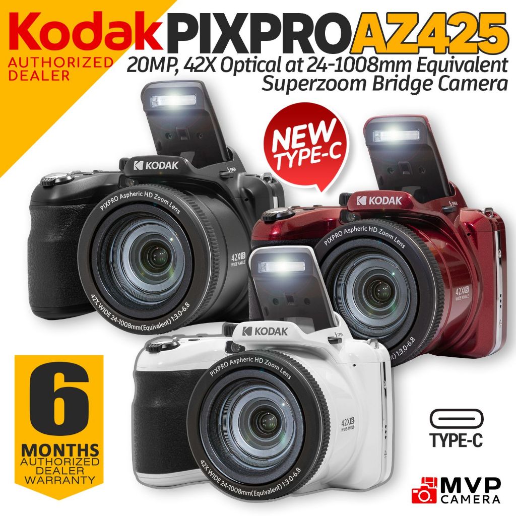 KODAK PIXPRO AZ425 Digital 20MP 24-1008mm 42X Zoom Equivalent Bridge ...