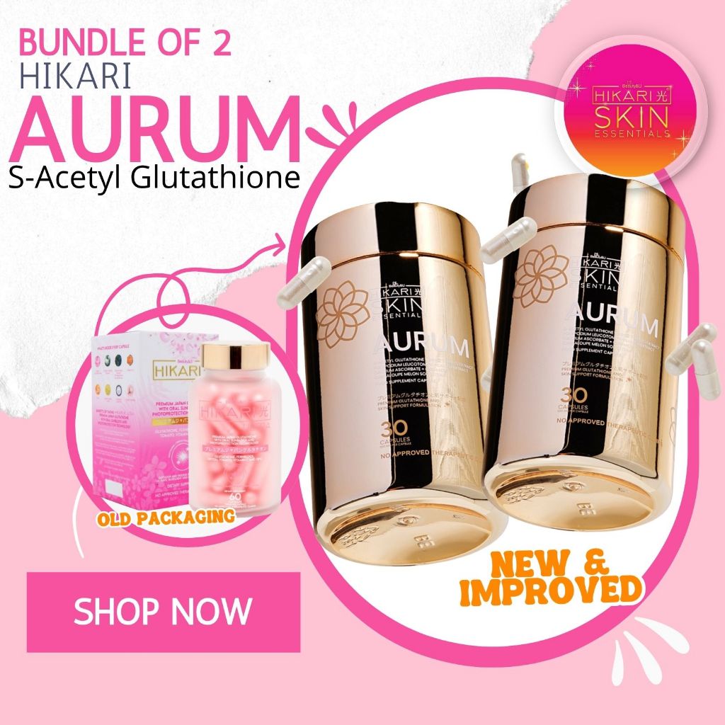 HIKARI Bundle of 2 AURUM S-Acetyl Glutathione Capsules NEW AND IMPROVED ...