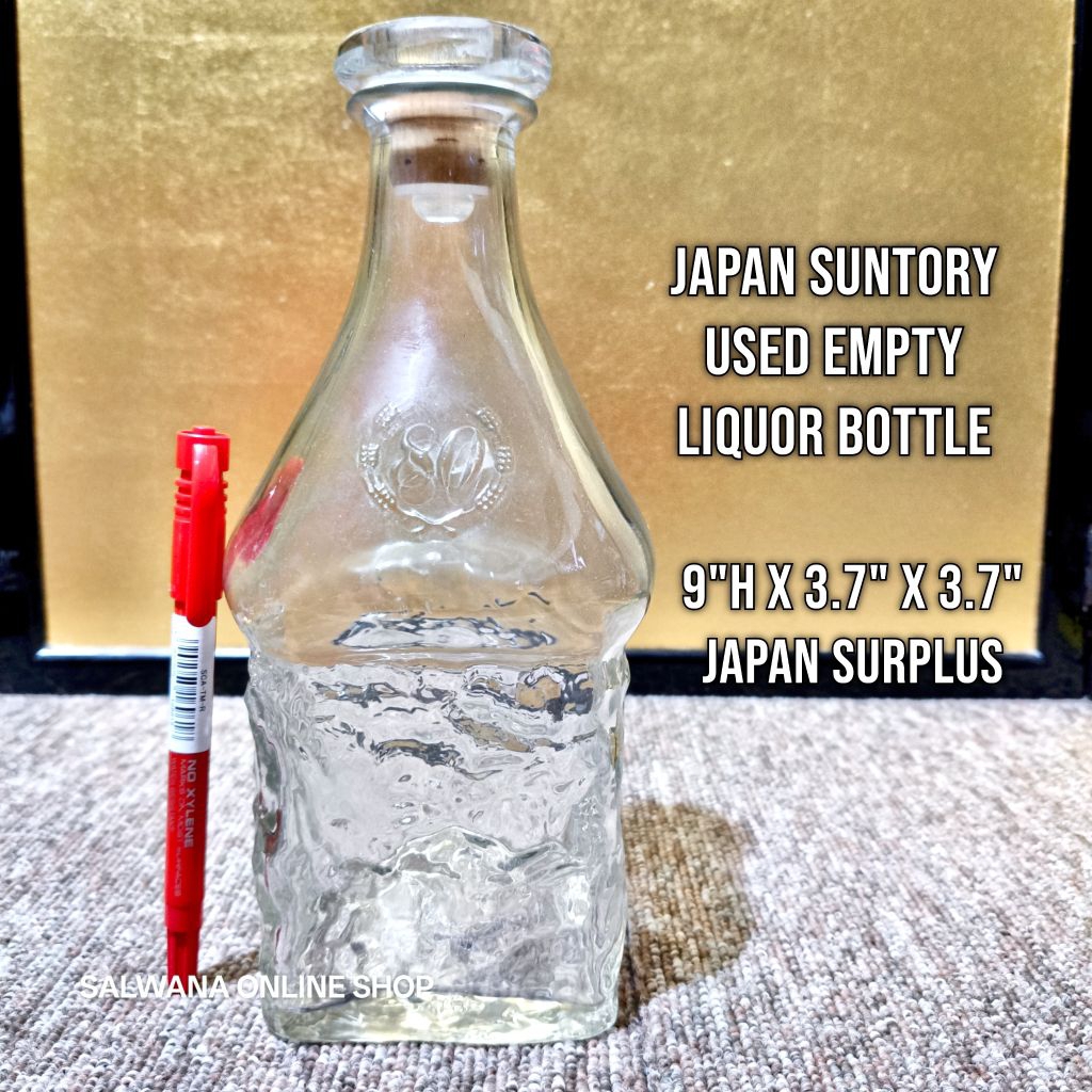 JAPAN SUNTORY GLASS DECANTER /USED EMPTY BOTTLE • JAPAN SURPLUS • WATER ...