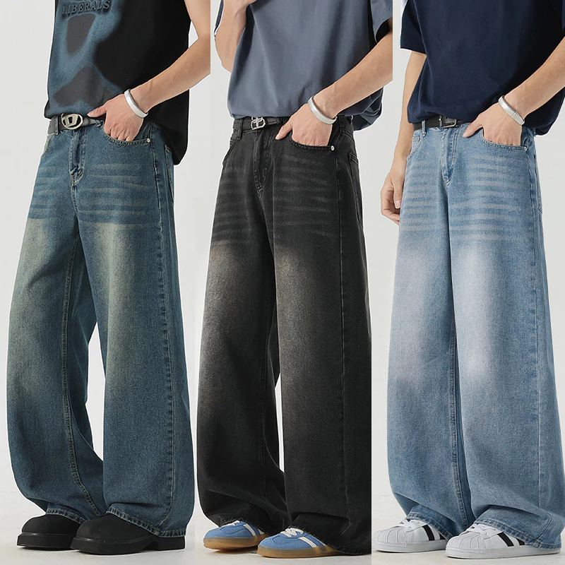 Baggy Jeans Korean Style Jeans Pants For Men Straight Cut Men's Denim ...