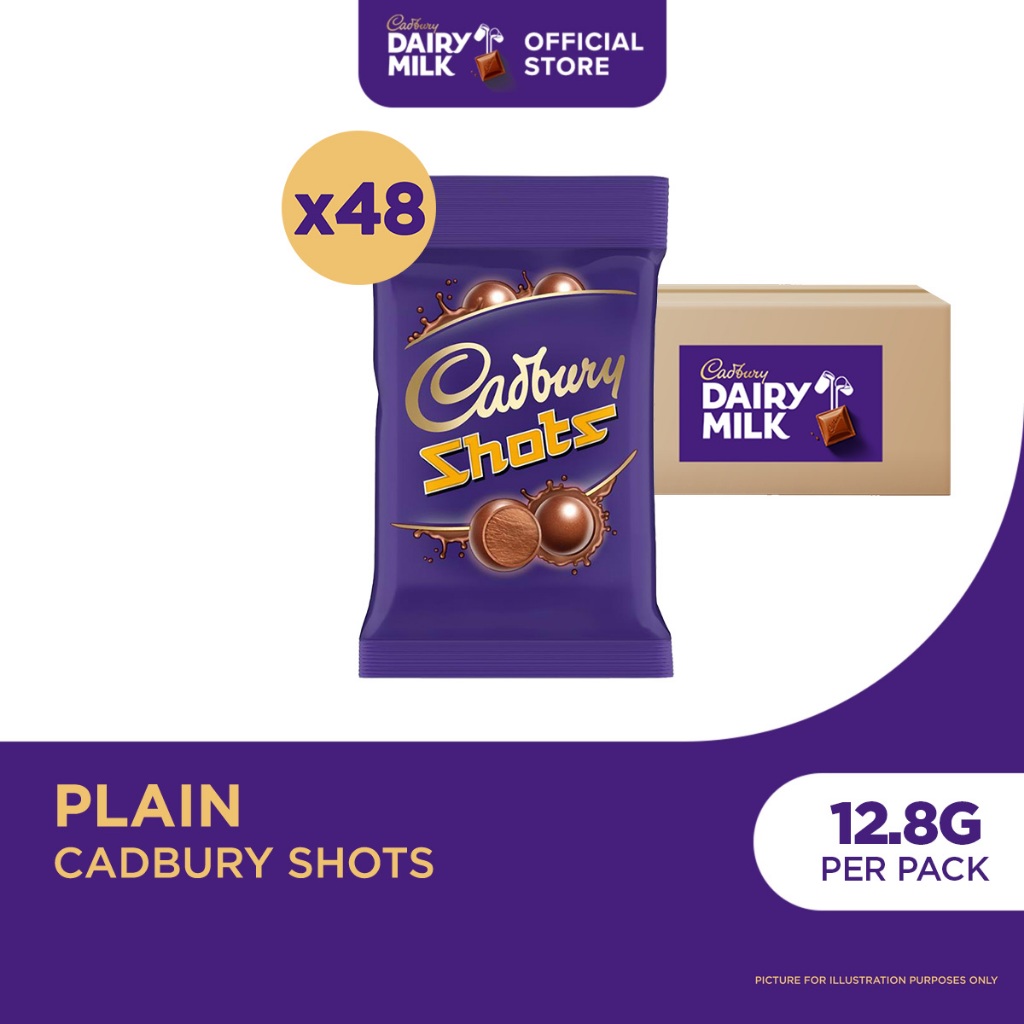 Cadbury Dairy Milk Plain Chocolate Shots 12.8g (Bundle of 48), Milk ...
