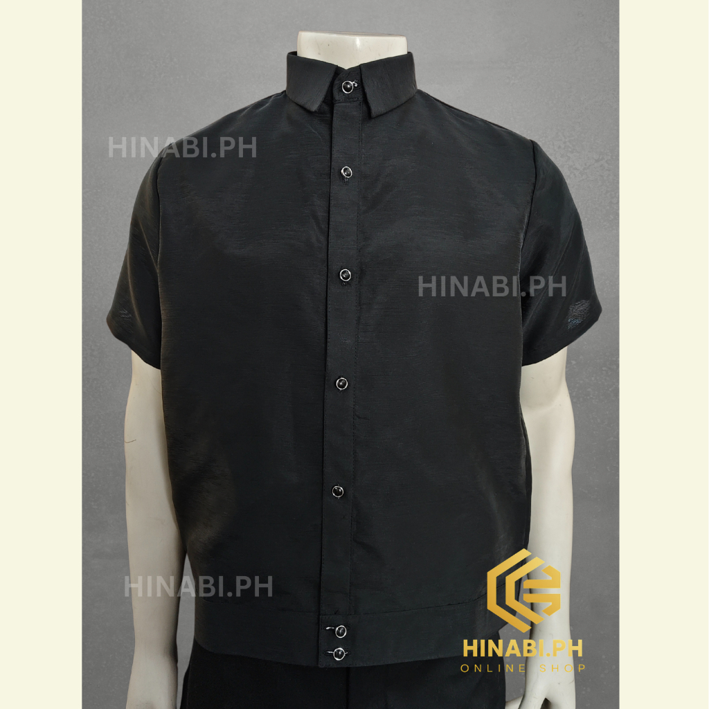 Premium Black Plain Polo Jacket Barong for Men, Jusilyn with Double ...