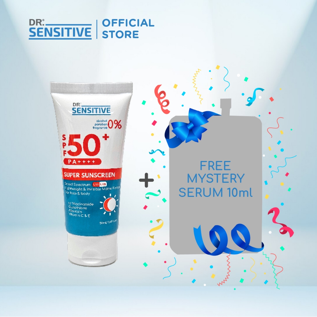 Dr. Sensitive Super Sunscreen SPF 50+ PA++++ for Face and Body 50ml ...