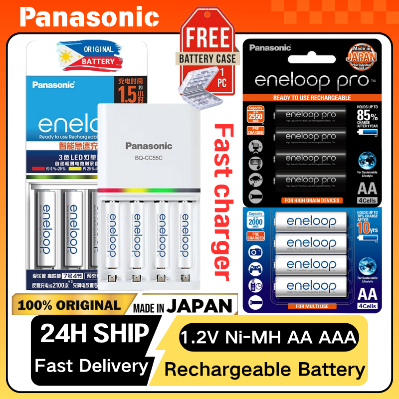 Original Eneloop Pro 1.2V Ni-MH AA AAA Battery Panasonic Quick Charger ...