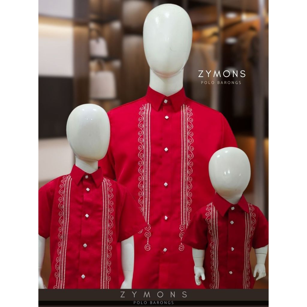 ZYMONS RED POLO BARONG MIYAKI FABRIC EMBROIDERY AG1807D YE2025 | Shopee ...