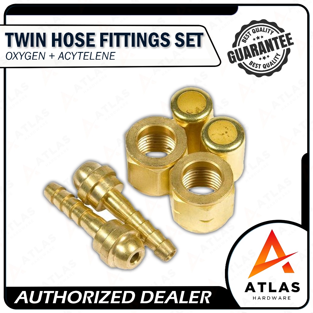 Twin Hose Brass Fittings Oxygen & Acetylene with Ferrule Set for Power ...