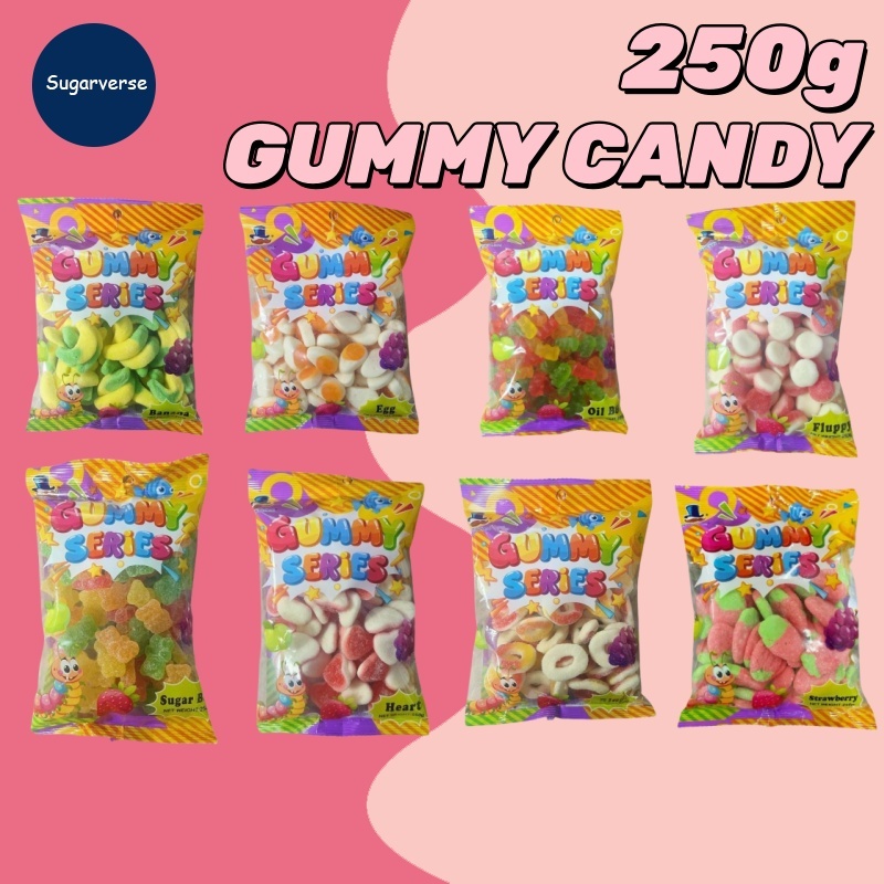 【COD】250g SWEET GUMMY CANDY 45-55pcs bag gummies sour Candy soft candy ...