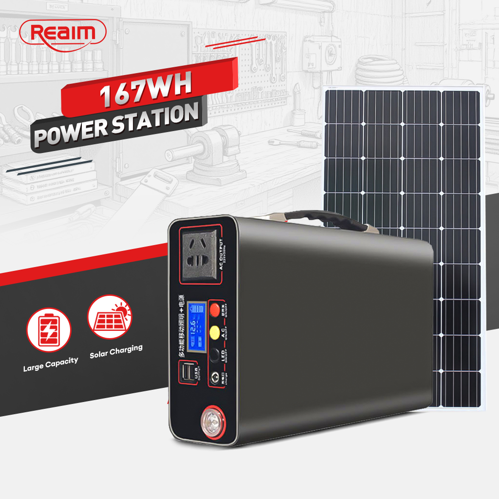 REAIM Power Station with Solar Panel Portable Generator 167WH Multi ...