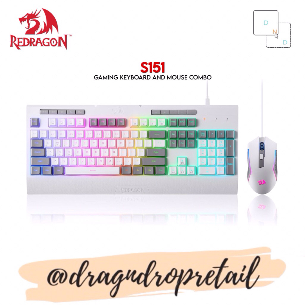 Redragon S151 Gaming Keyboard & Mouse Combo, 104 Keys K525 Wired RGB KB ...