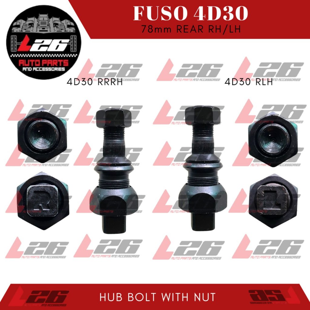 78mm Mitsubishi Fuso 4D30 TRUCK REAR HUB BOLT WITH NUT STUD WHEEL HUB ...