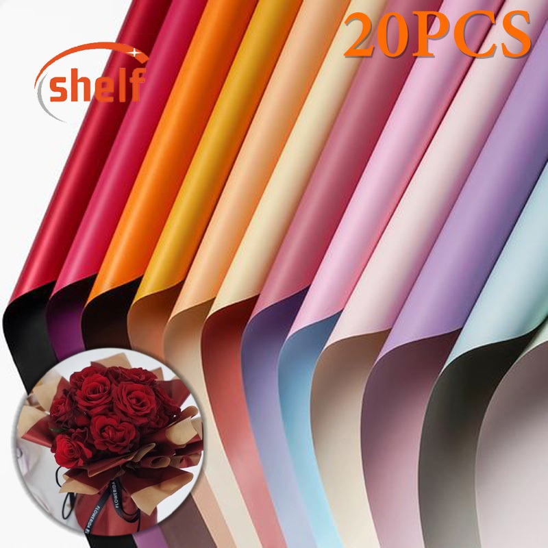 【20pcs】58cm×58cm Two-Sided Colored Bouquet Wrapper Packaging Paper Gift ...
