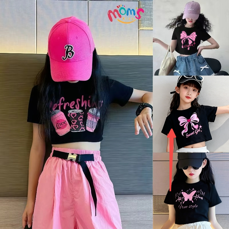 New Cotton T-shirt Crop Top Korean Style Printed Design Trendy Outfit ...