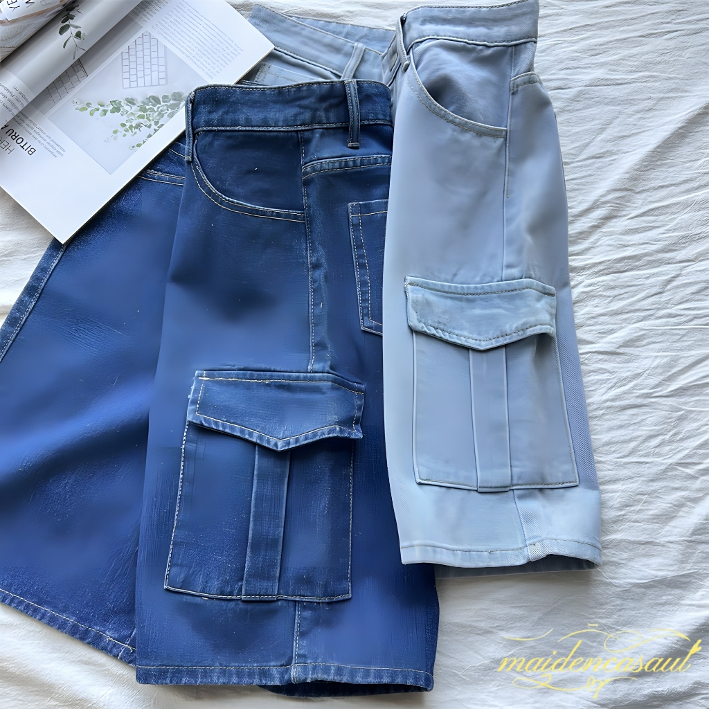 High Waisted Jorts for Men&woman Cargo Denim Shorts for women Korean ...