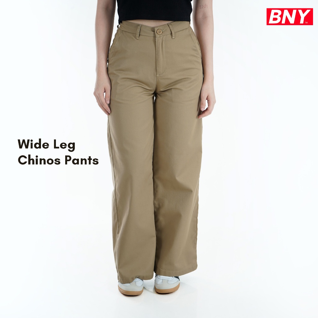 BNY LADIES' WIDE LEG CHINOS PANTS (486) | Shopee Philippines
