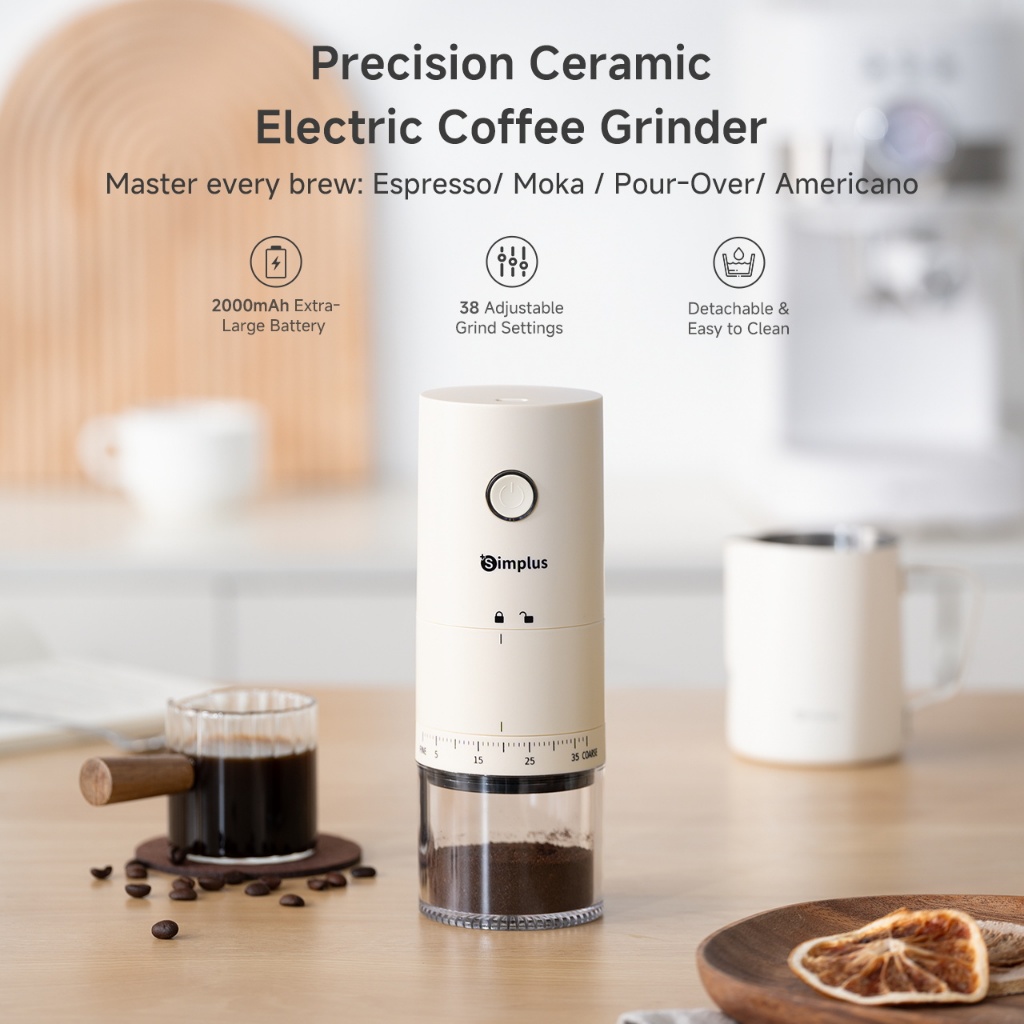Simplus Electric Coffee Grinder 38 Adjustable Grind Settings Detachable ...