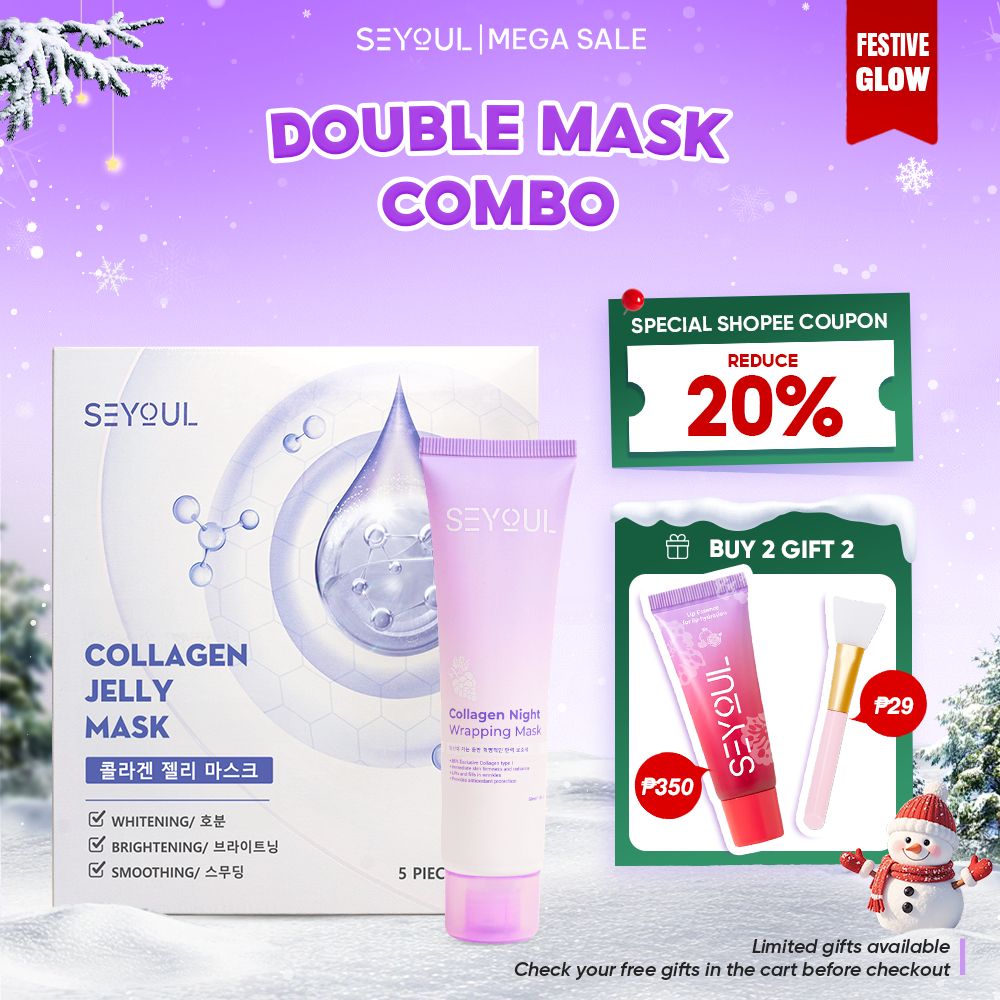 SEYOUL Double Mask Combo, Radiant Skin includes Collagen Wrapping Mask ...