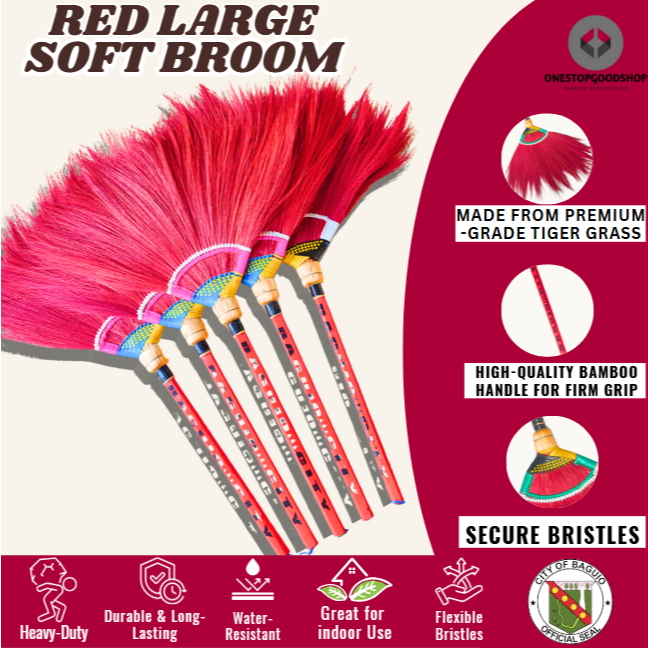 Coloreds Red Soft Brooms Walis tambo Makapal at Matibay Broom Sweeper ...