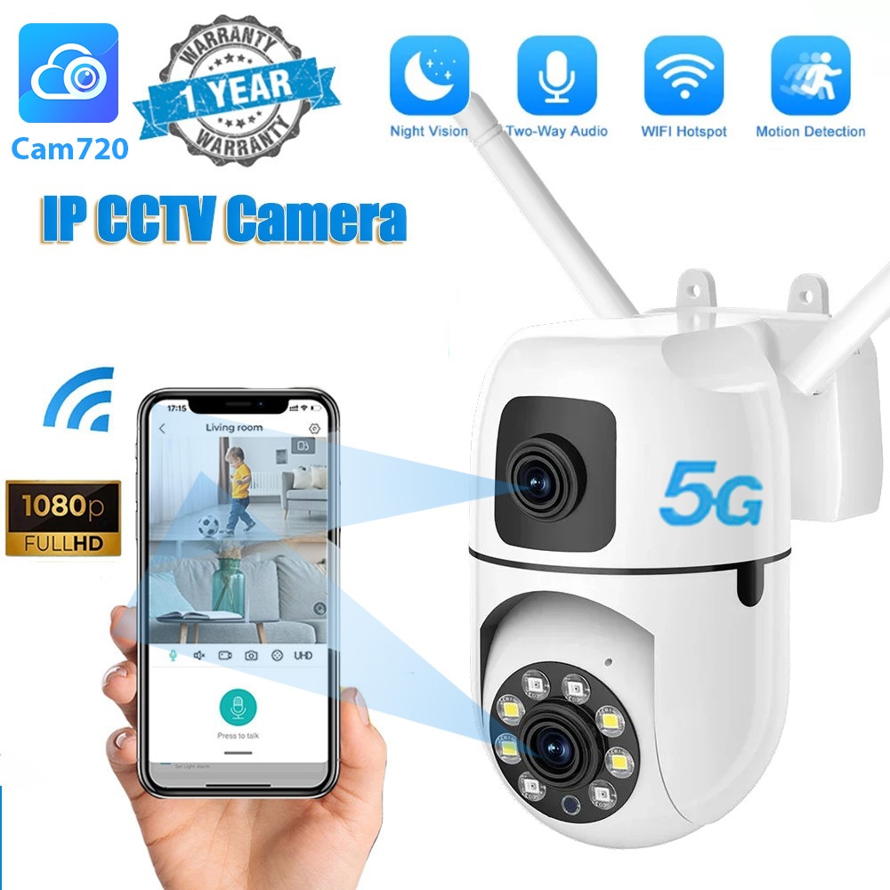 Cam720 8MP+8MP Dual Lens 5G CCTV Camera IP Security No WIFI Needed ...