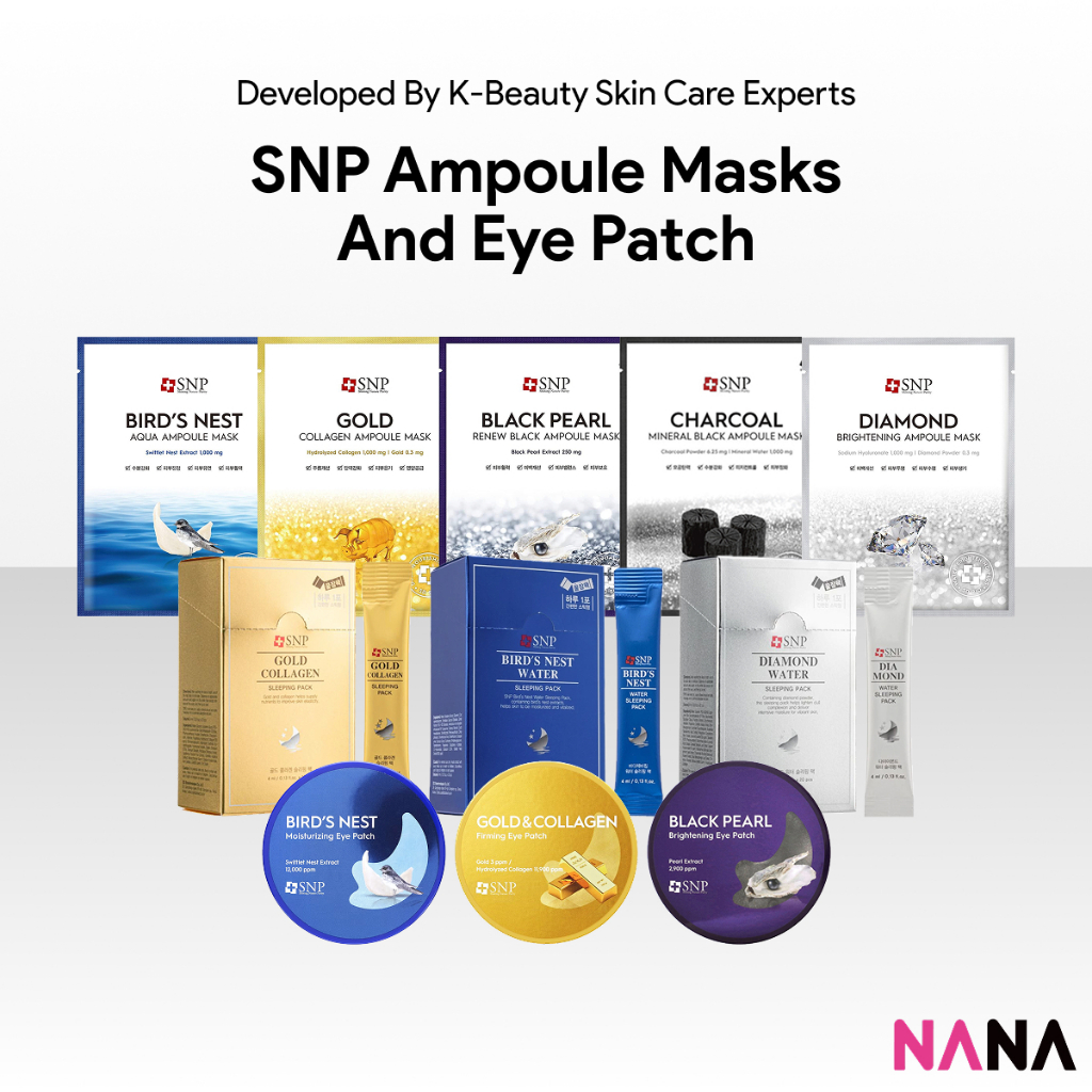 SNP Ampoule Masks and Eye Patch (Bird's Nest / Gold Collagen / Black ...