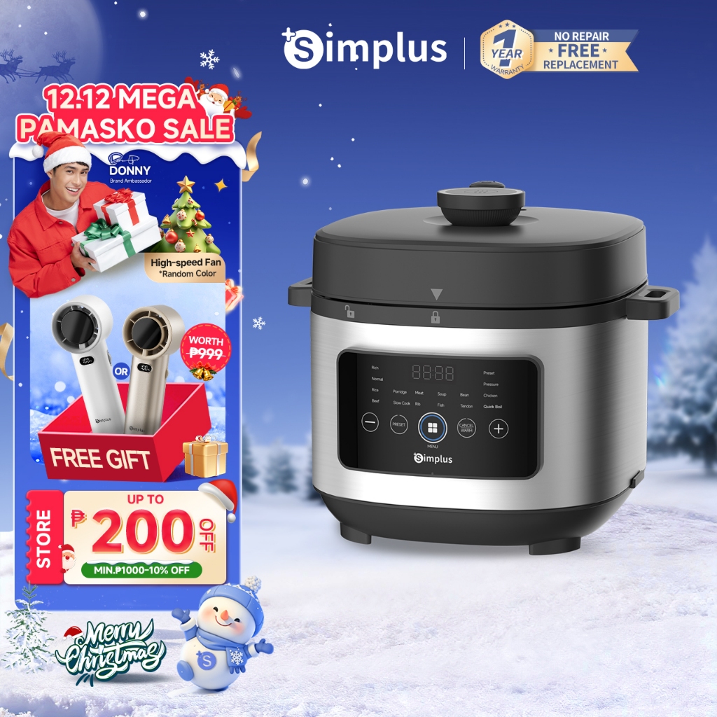 Simplus 6L Electric Pressure Cooker 70kPa High-Pressure Quick Rice ...