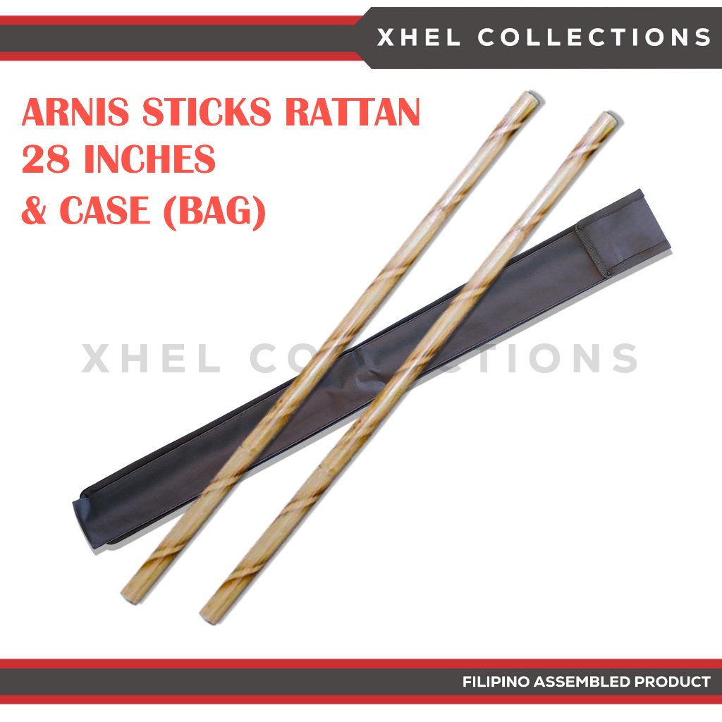 XHEL Arnis Sticks Rattan 28" – With or Without Case – PE, Training ...