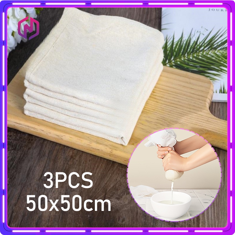 3pcs 50x50cm Tofu Cloth Pure Cotton Reusable Filter for Yogurt Tea ...