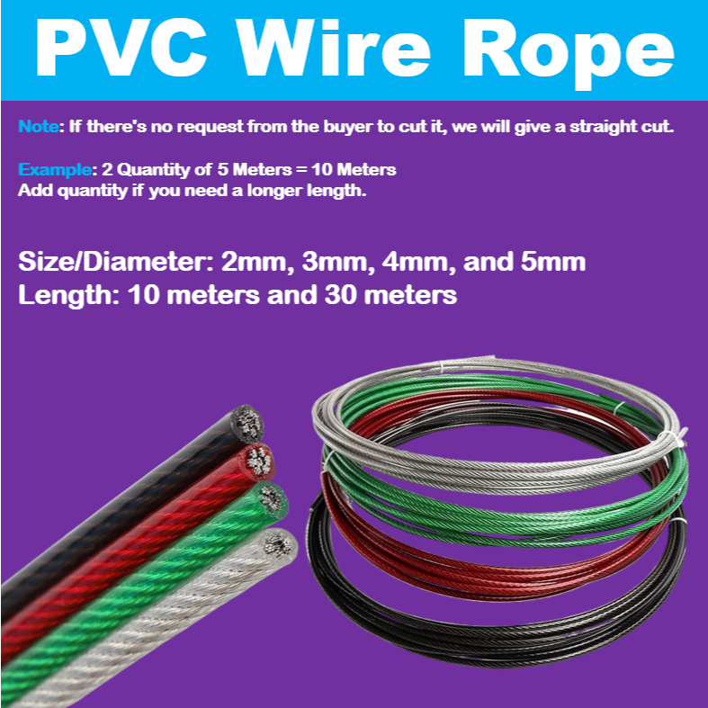PVC Plastic Coated Galvanized Steel Wire Rope Cable Wire Random Color ...
